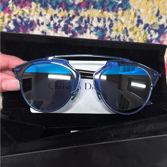 Dior | Accessories | Dior Reflective Blue Aviator Sunglasses | Poshmark